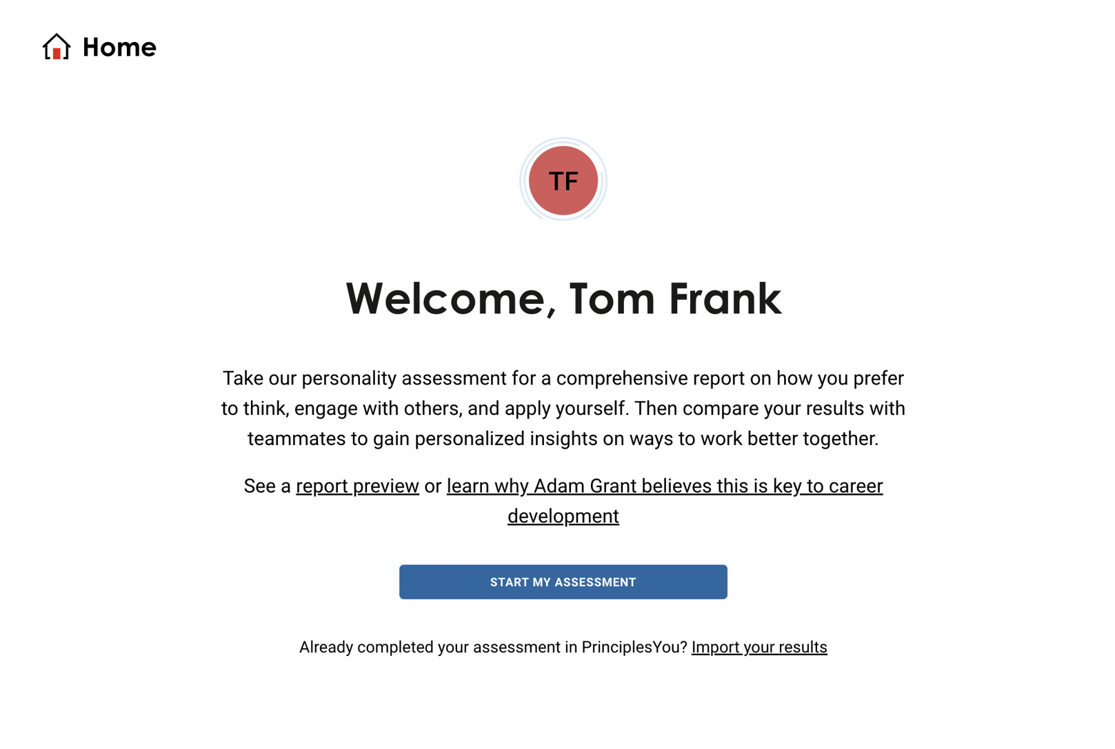 Take the assessment in PrinciplesUs