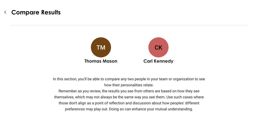 Compare two people’s assessment results