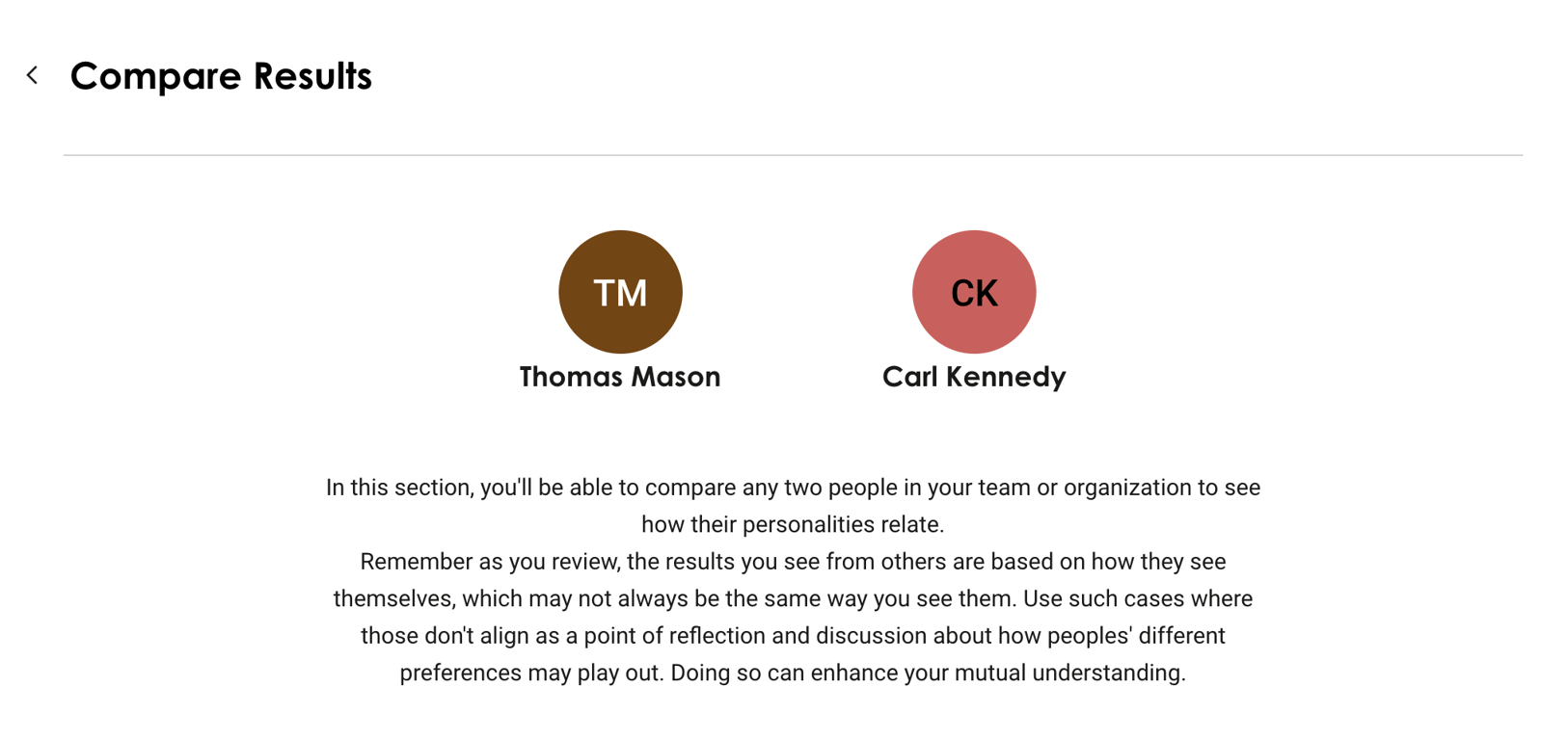 Compare two people’s assessment results